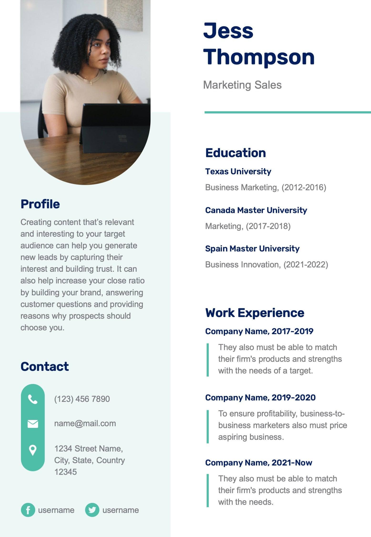 Powerpoint Resume Example Resume PPT PowerPoint Template Free