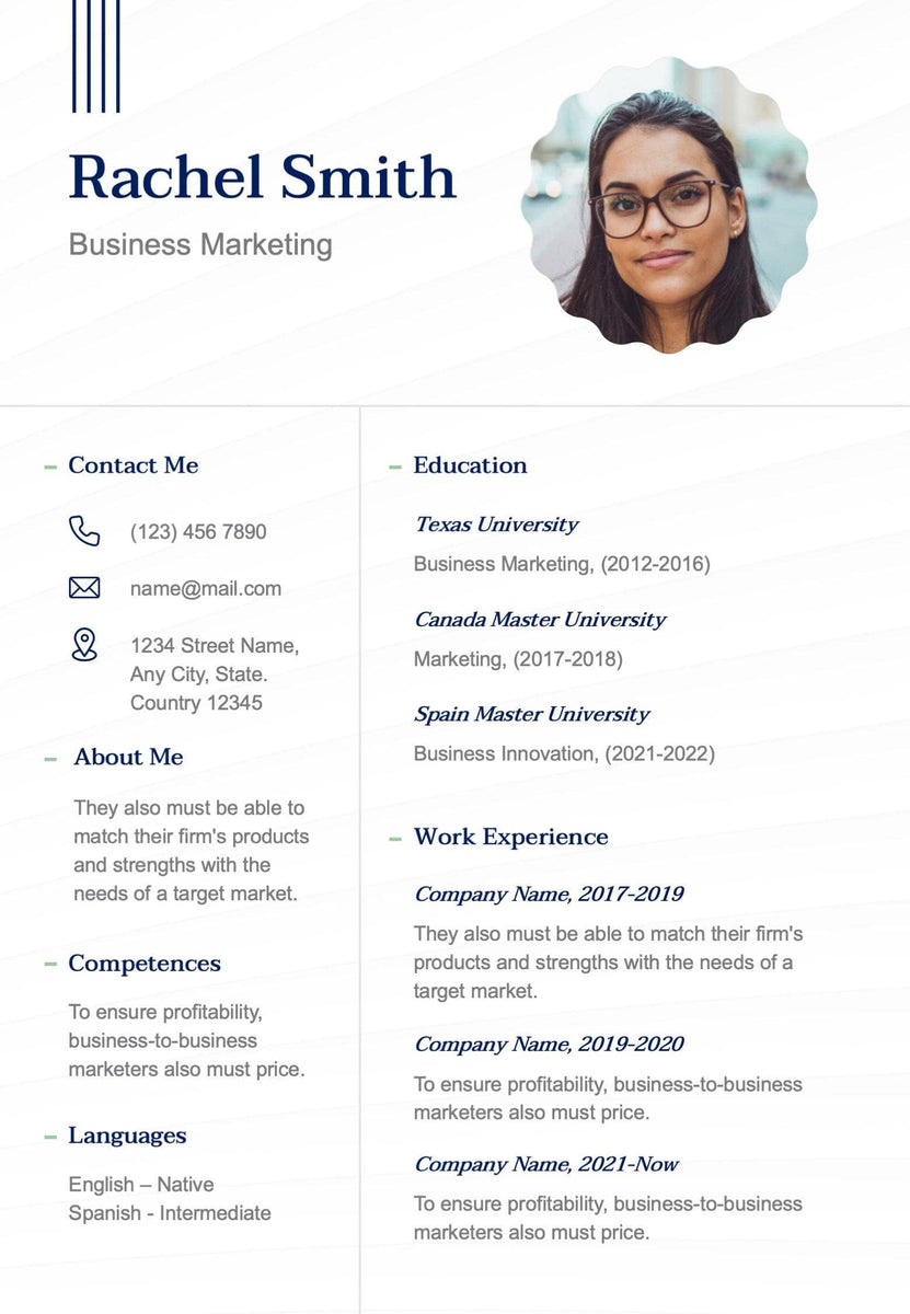 White and Blue Minimalist Resume Template – Infografolio