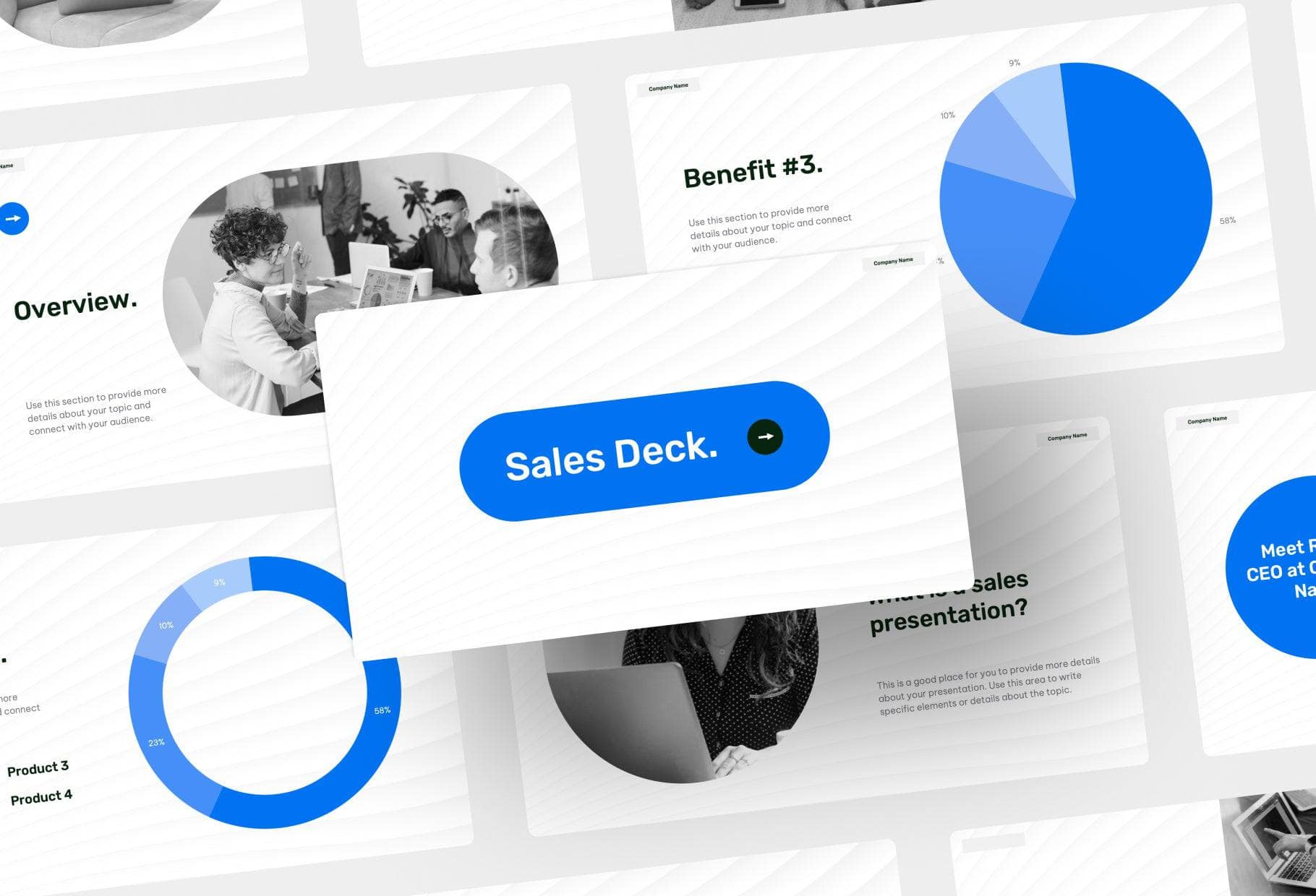 Blue Black and White Minimal and Professional Presentation Sales Deck | Infografolio