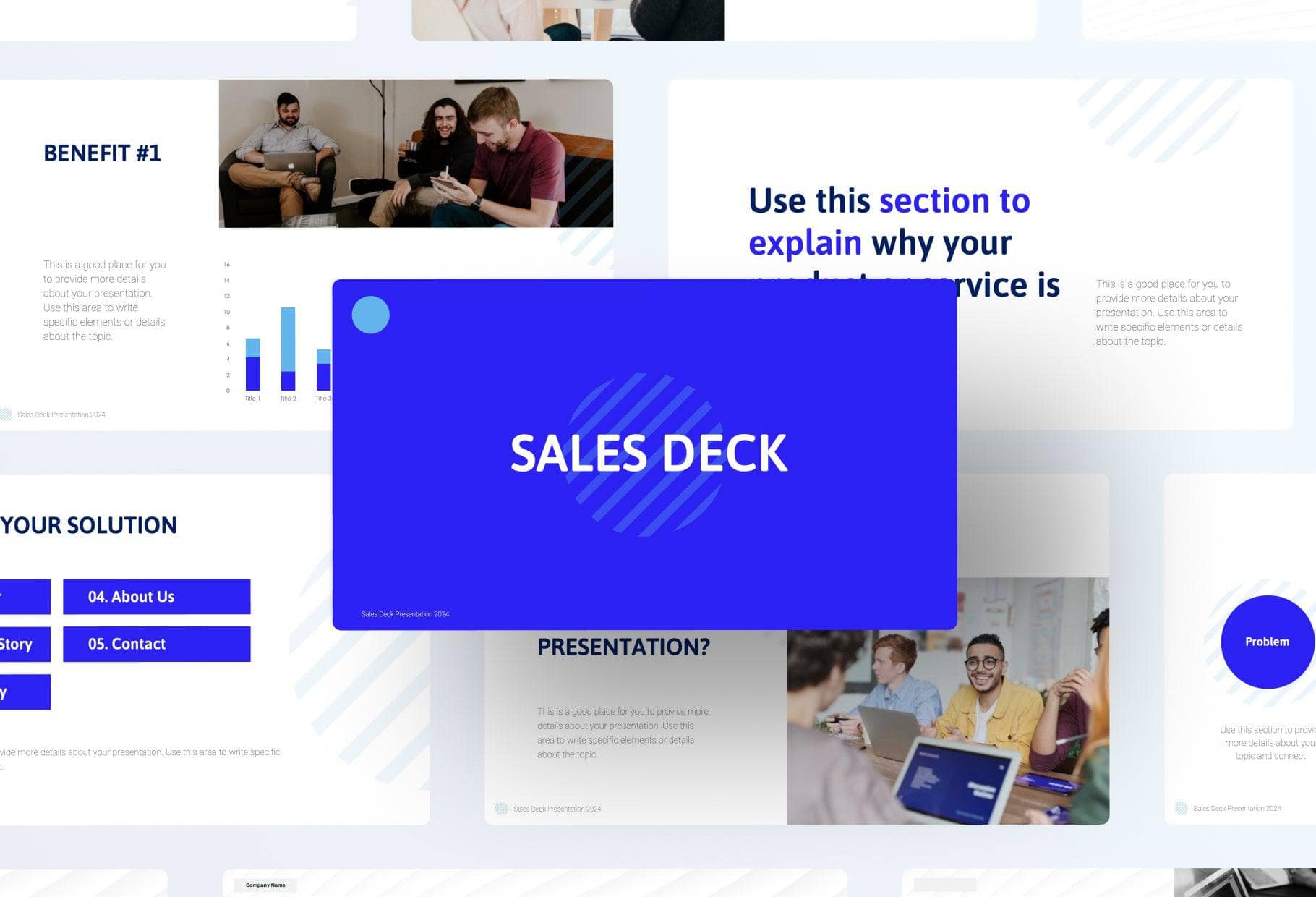 Blue Light Gray Gradient and Professional Presentation Sales Deck Temp | Infografolio