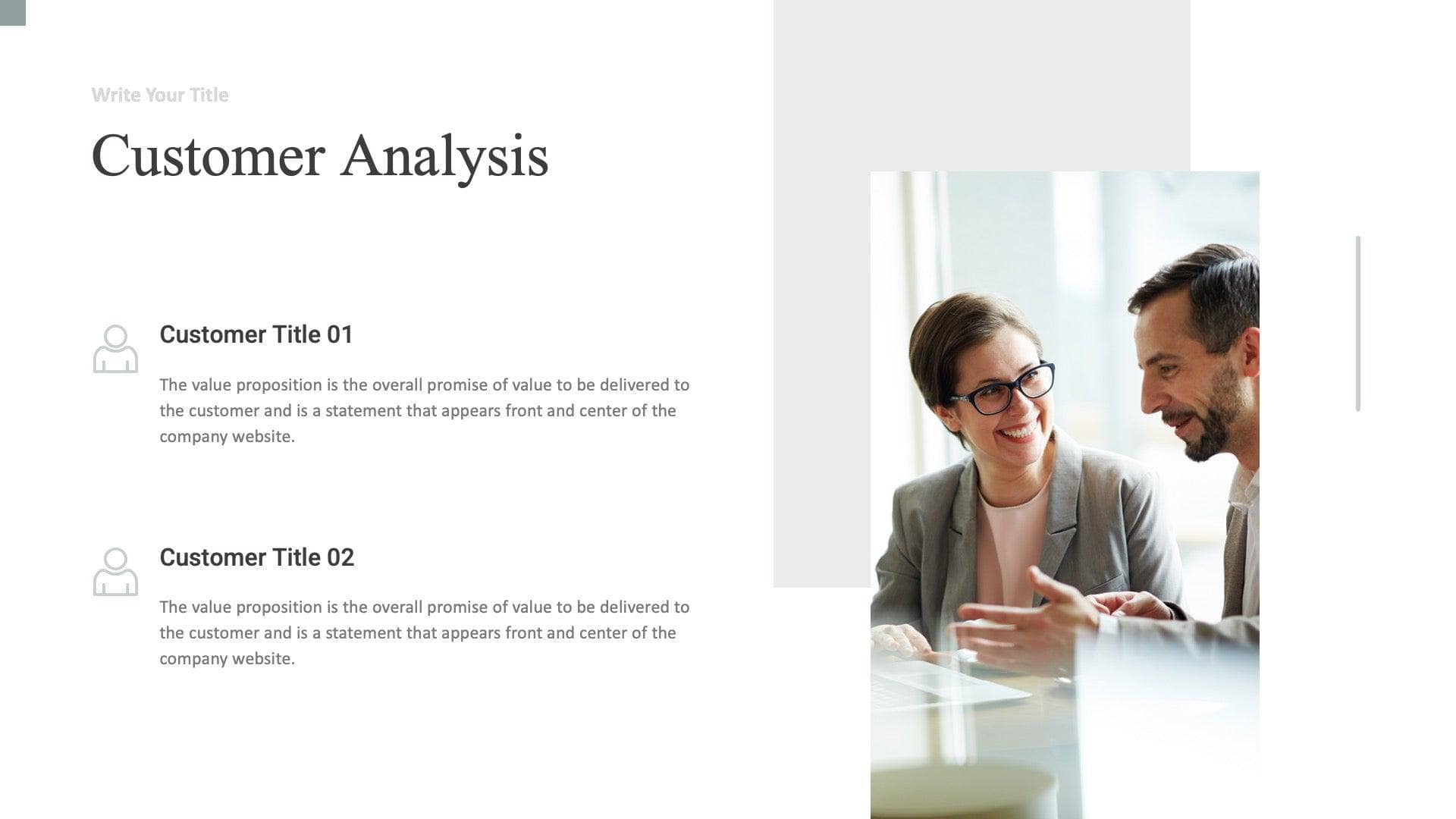 Customer Analysis Opal Blue White Slide Template S04242301 | Infografolio