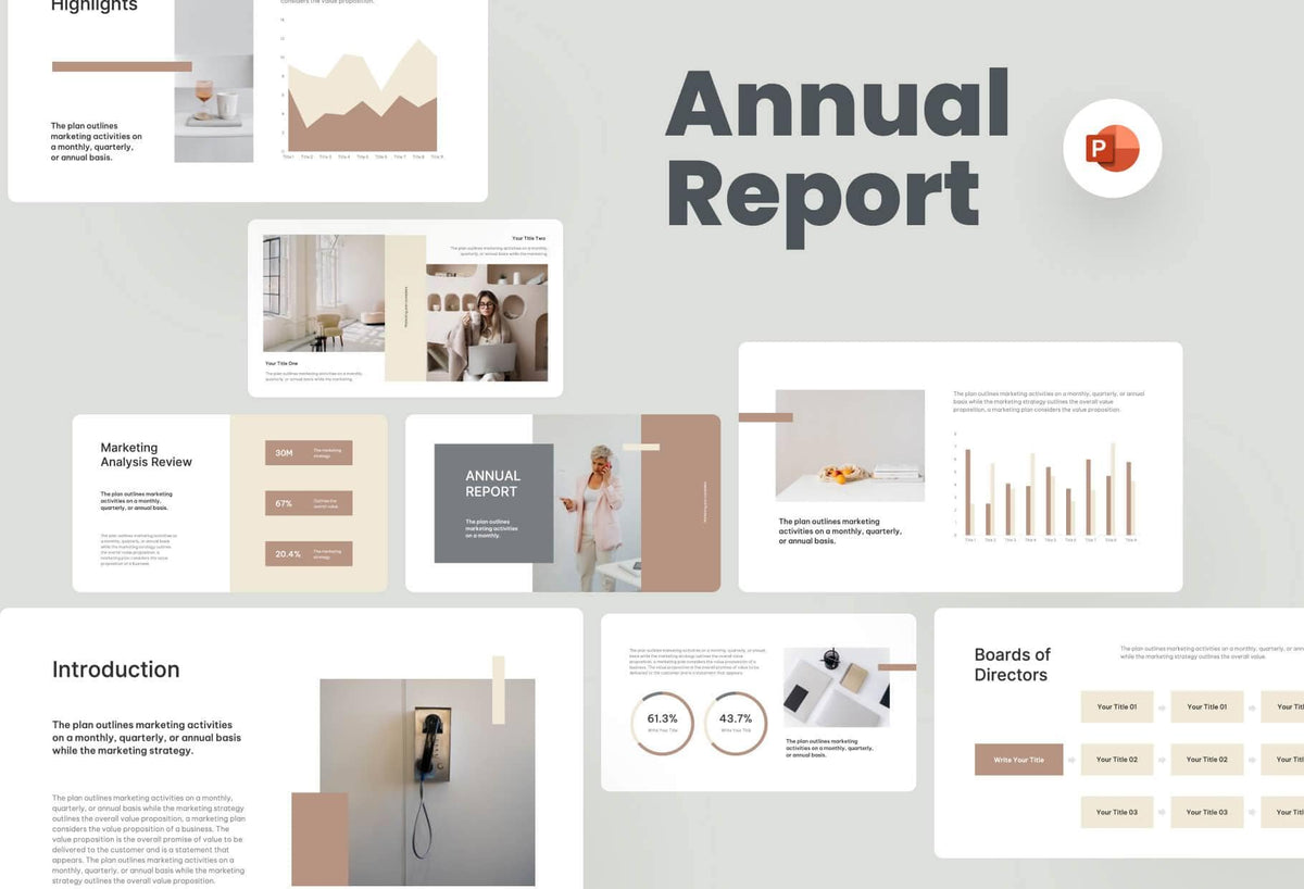 Linen Mocha Minimal and Modern Presentation Annual Report Template S04 ...