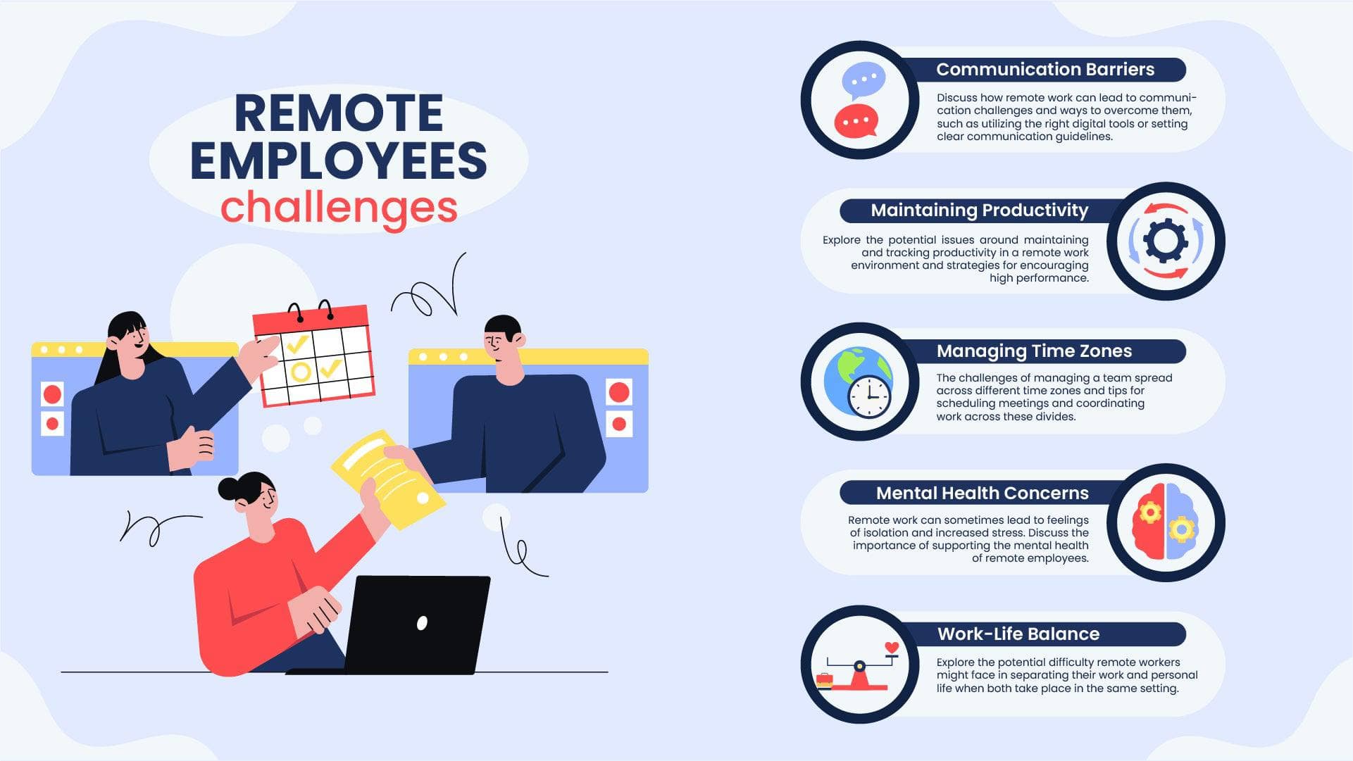 Remote Employes Challenges Business Infographic Template | Infografolio