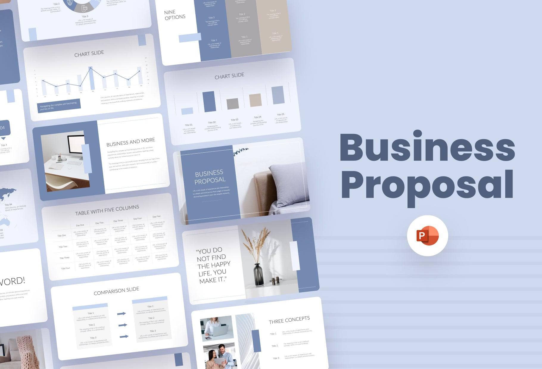 Beau Blue Shadow Simple and Minimal Presentation Business Proposal Tem ...