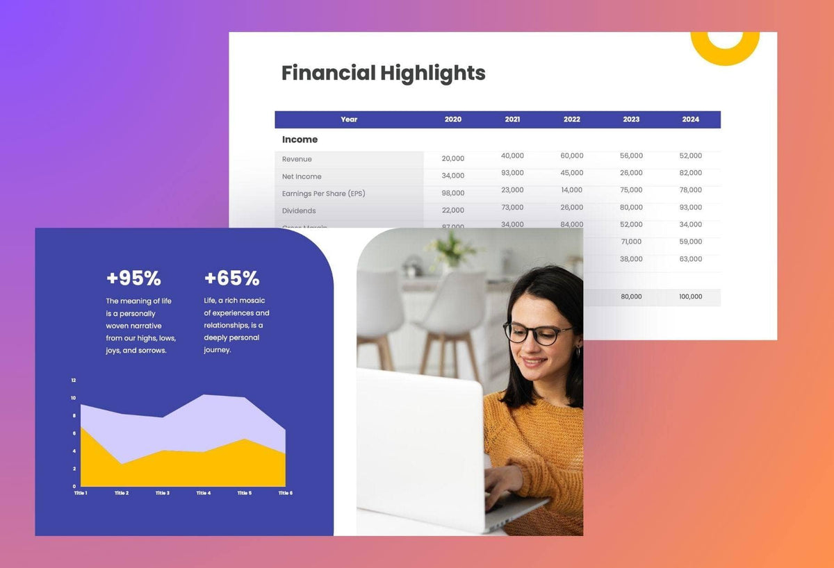 Purple Yellow Professional Presentation Annual Report Template S071323 ...