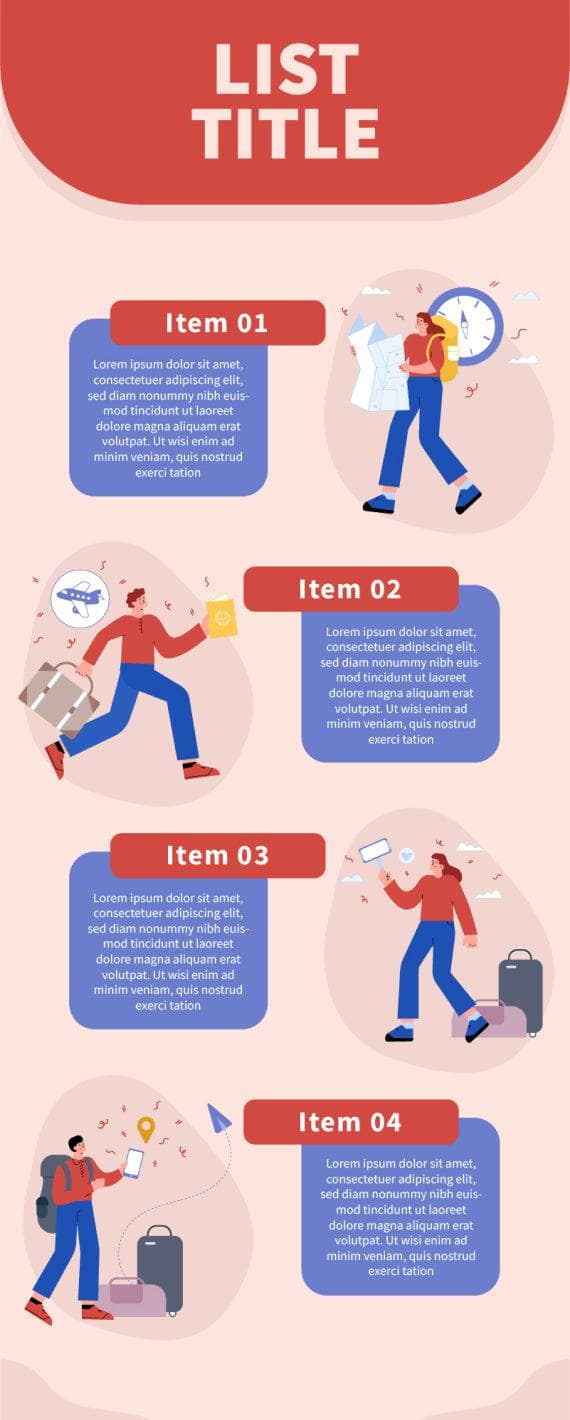 Blue and Red List Infographic Template | Infografolio