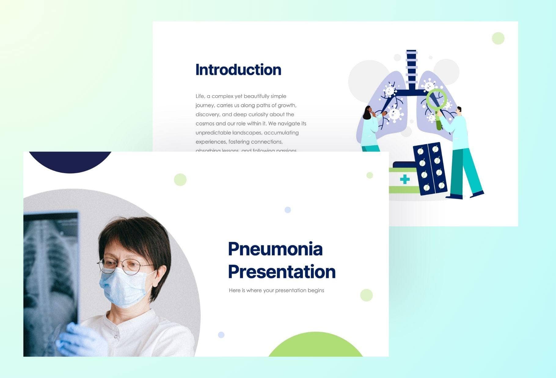 Green and Blue Simple Pneumonia Presentation Template S07242301 ...