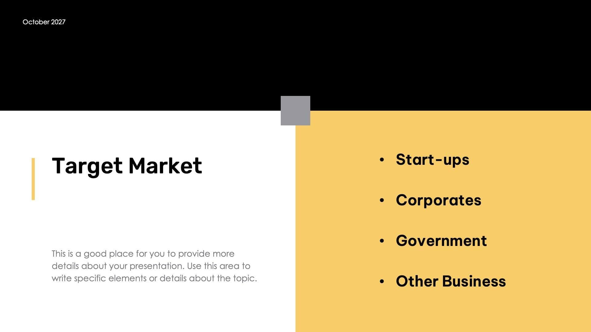 Target Market Black and Yellow Slide Template S10172207 | Infografolio