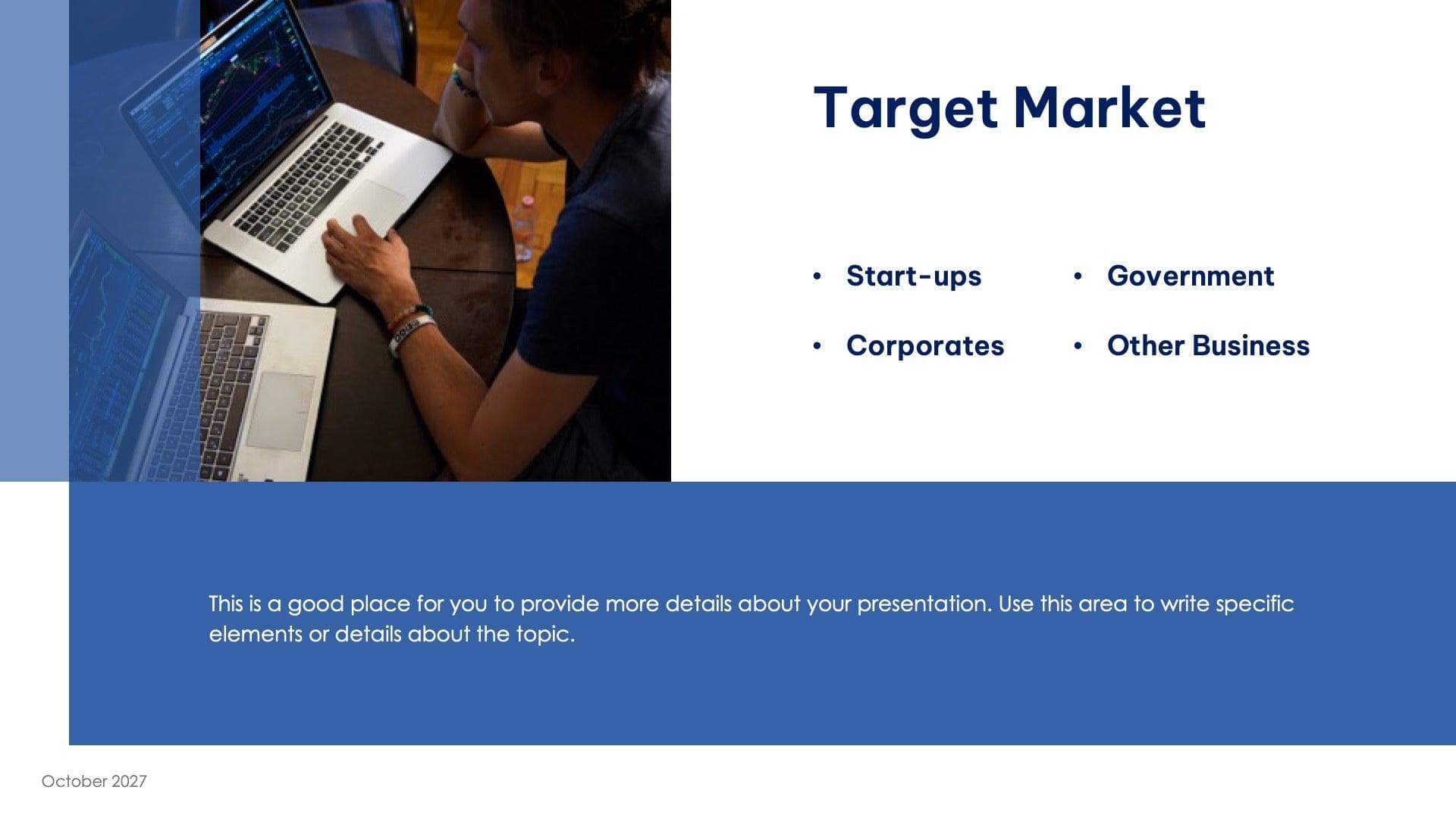 Target Market Dark Blue Slide Template S10172211 | Infografolio