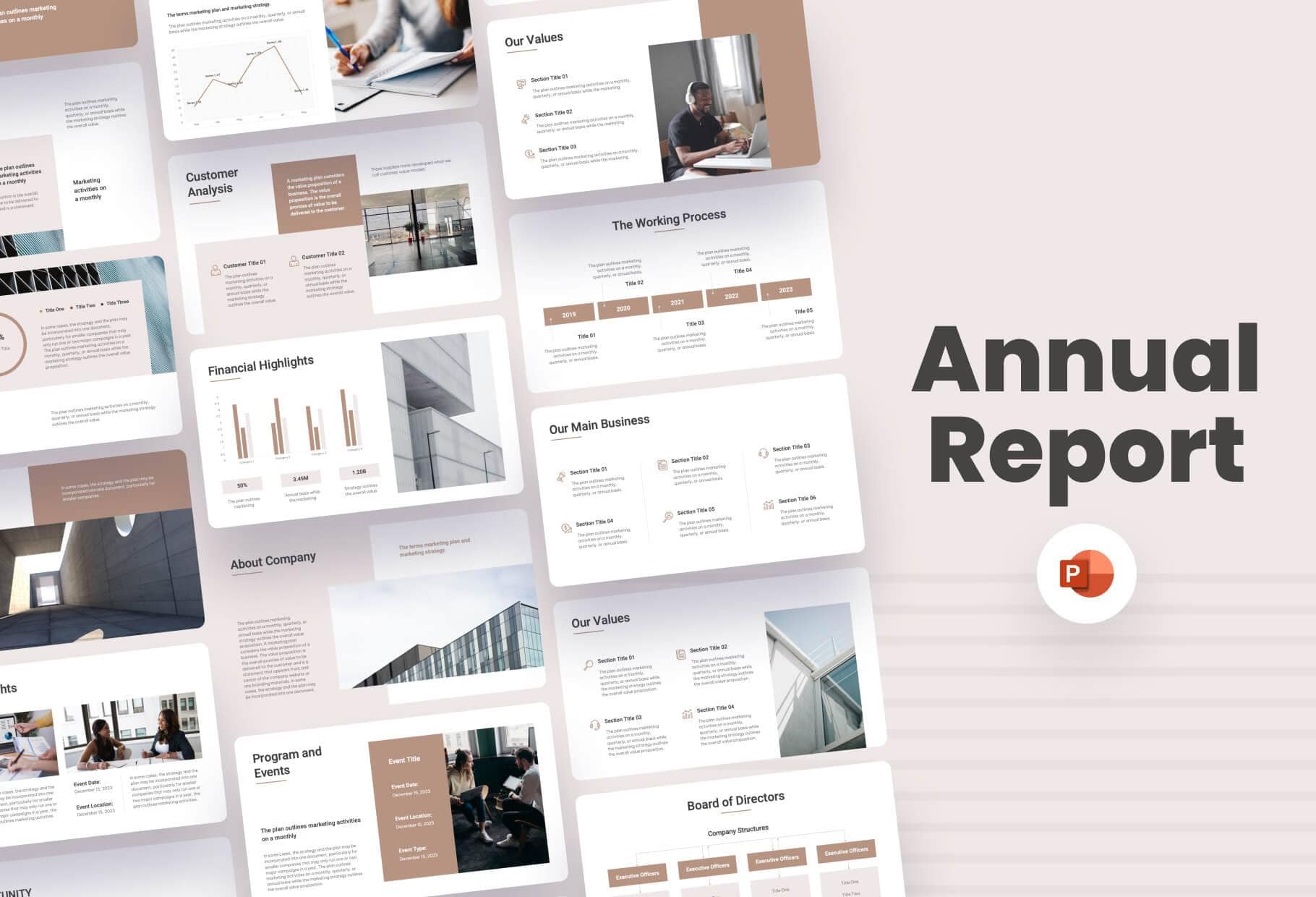 Brown Mocha Simple and Professional Presentation Annual Report Templat ...