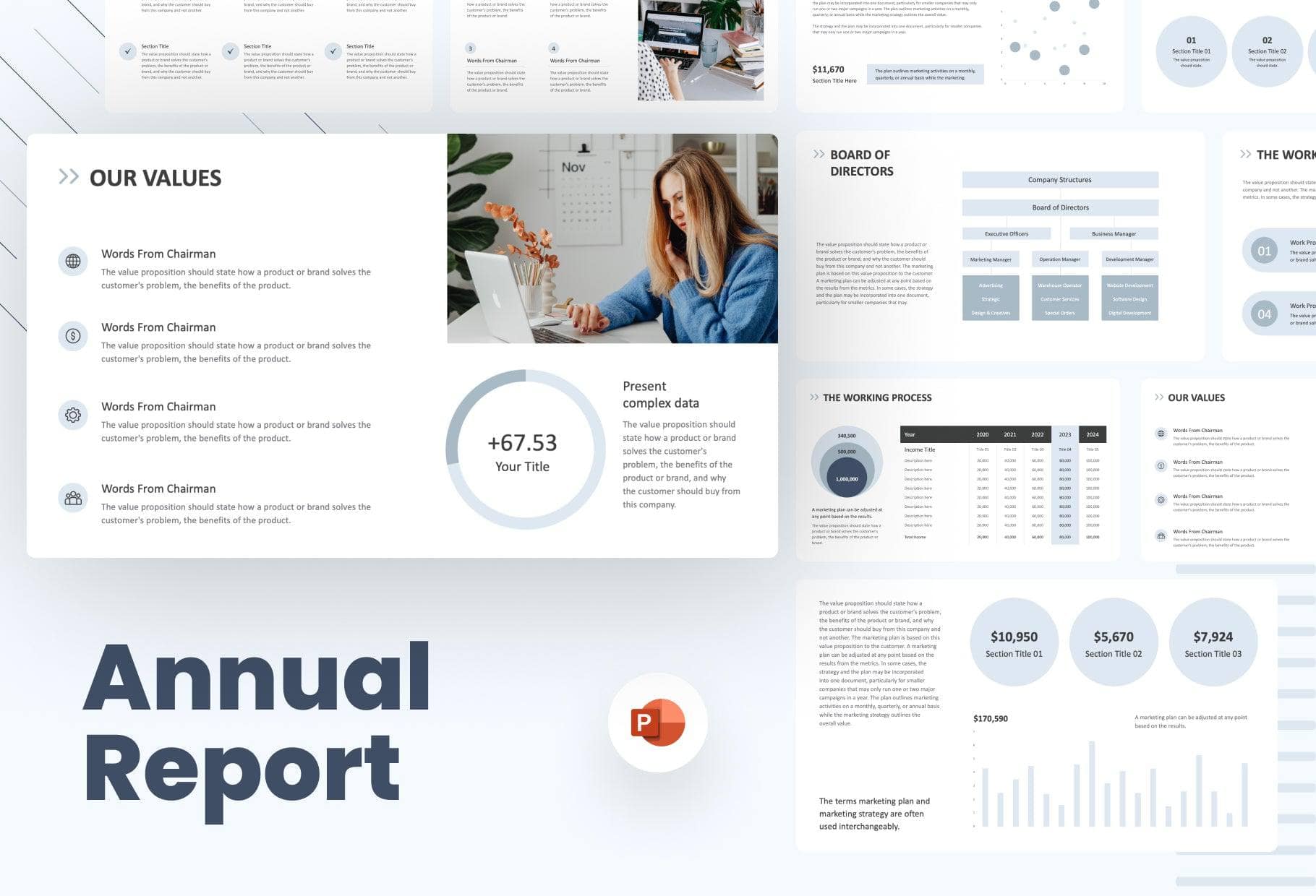 Light Blue Clean and Professional Presentation Annual Report Template | Infografolio