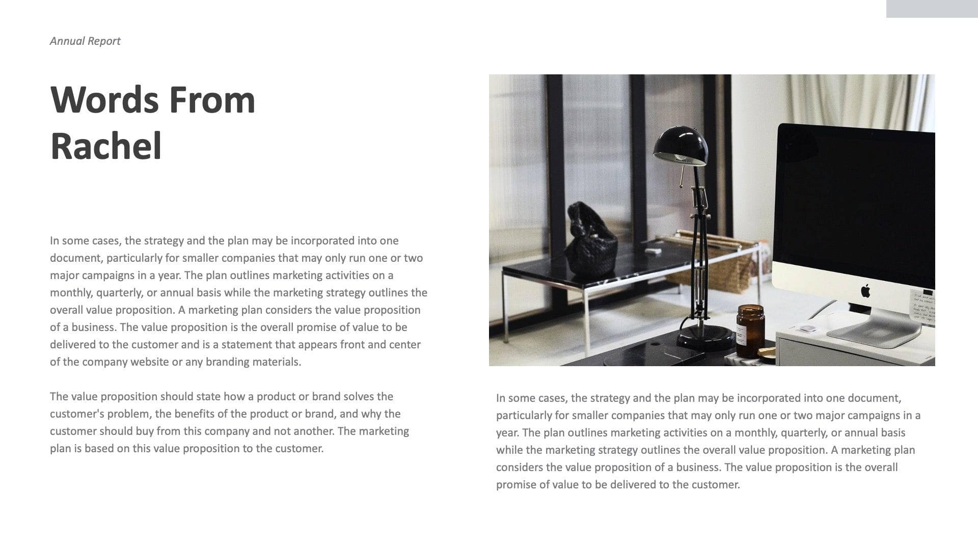 Minimalist Annual Report Presentation Template | Infografolio