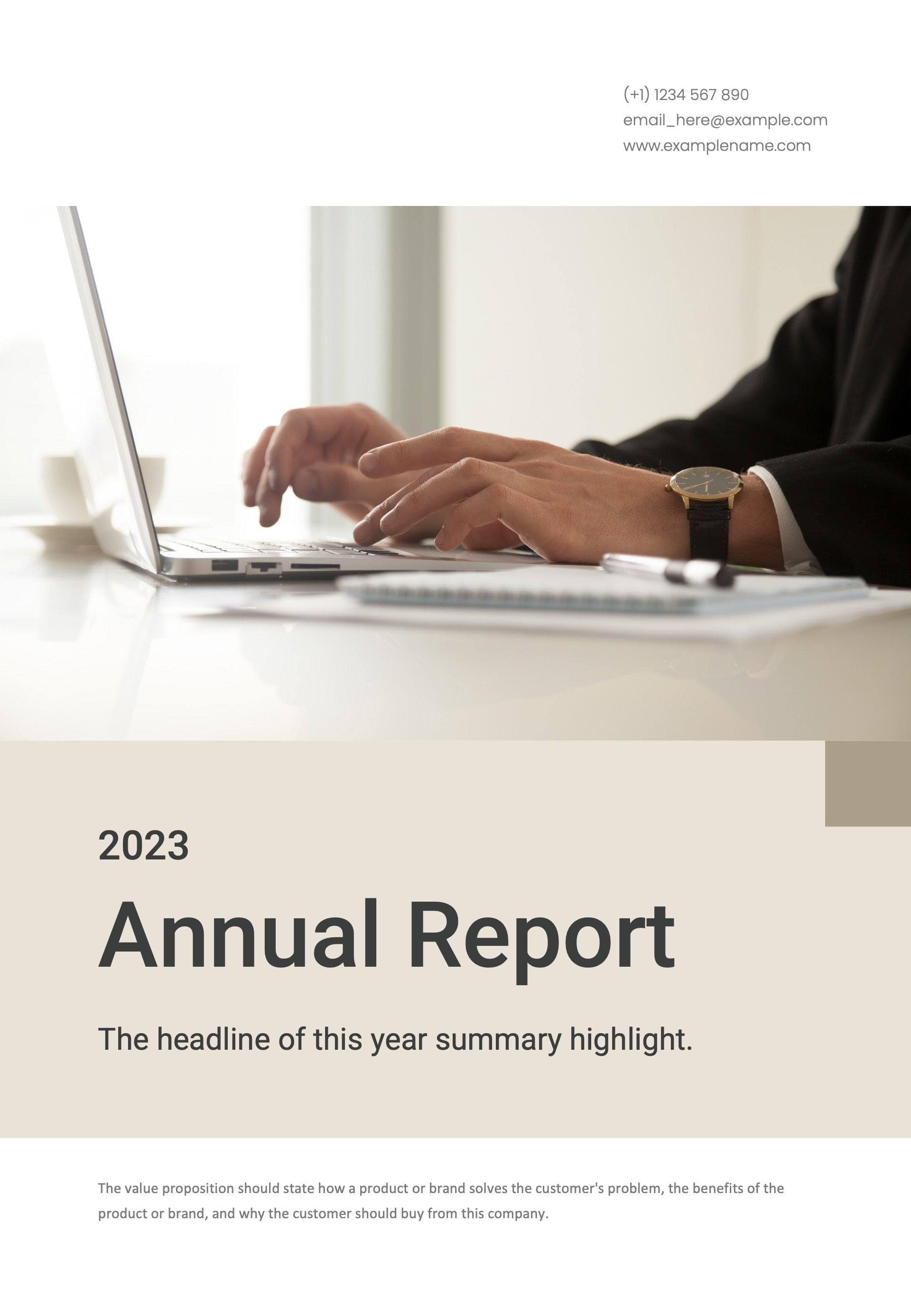 Beige and Dark Gray Minimalist Annual Report PowerPoint Template ...