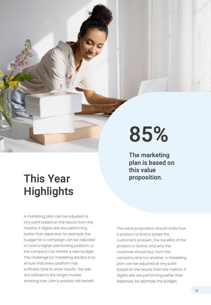 Blue Light and Dark Gray Minimalist Annual Report PowerPoint Template ...