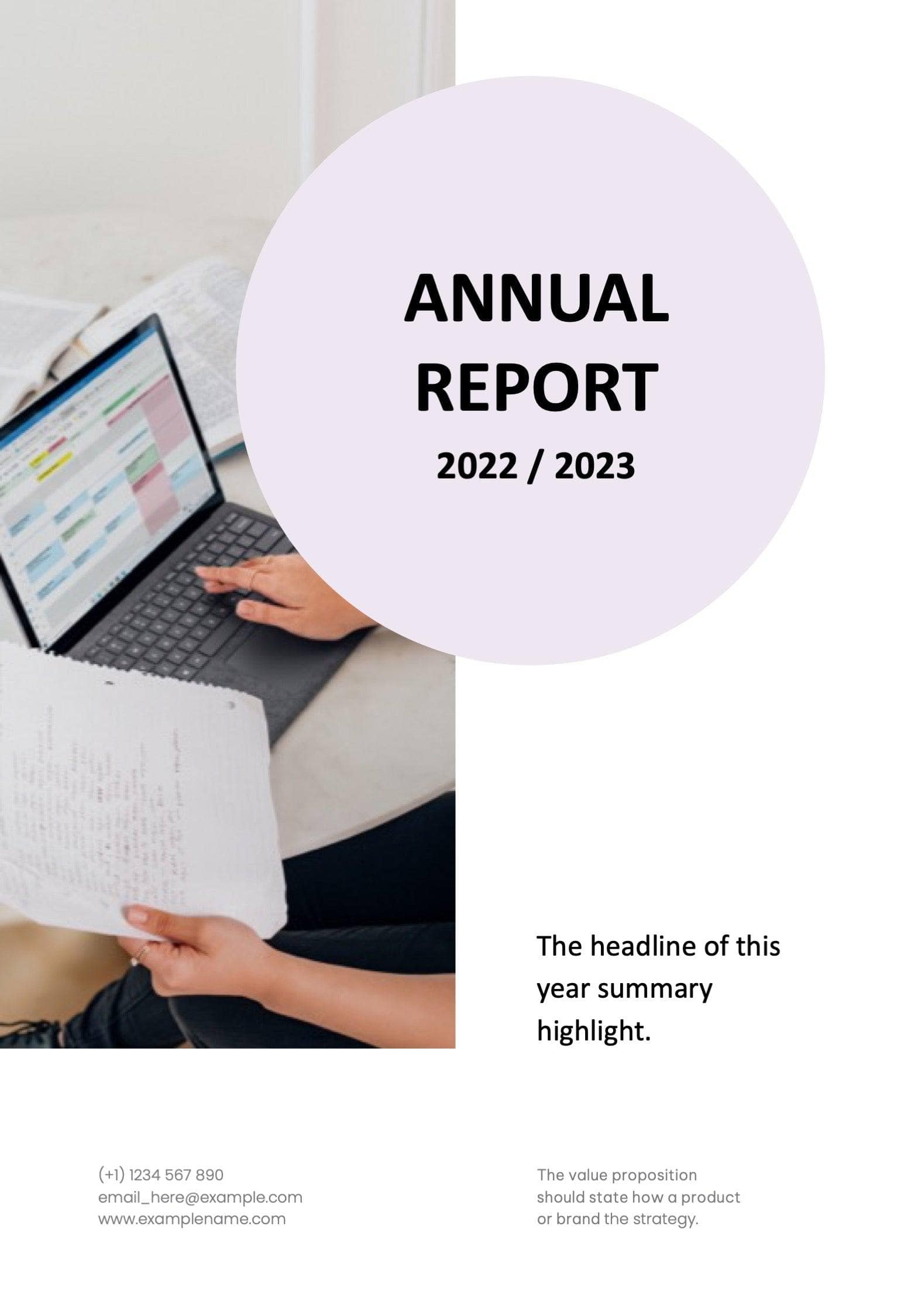 Lavender Light Minimalist Annual Report PowerPoint Template | Infografolio