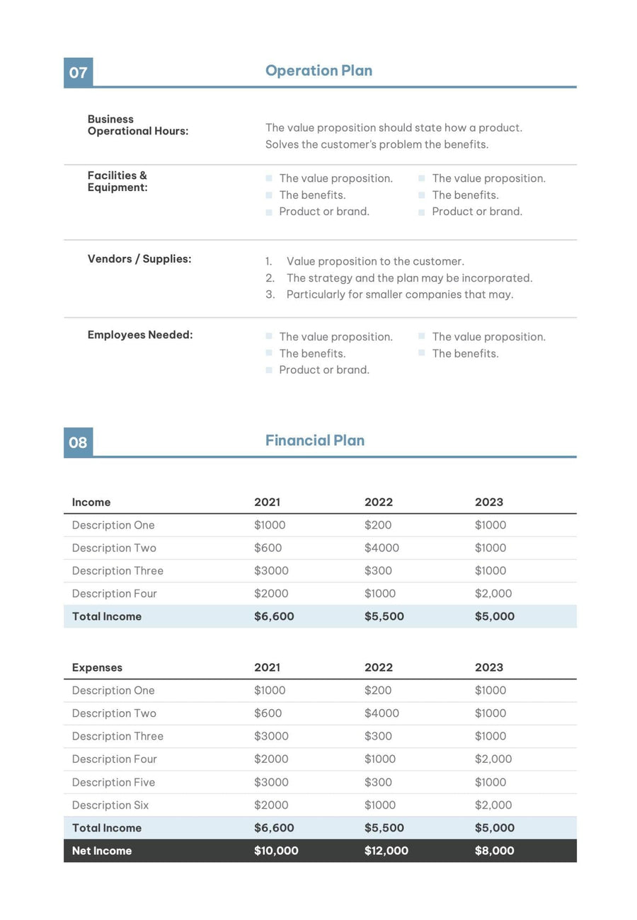 Blue Business Plan Template S01022301 | Infografolio