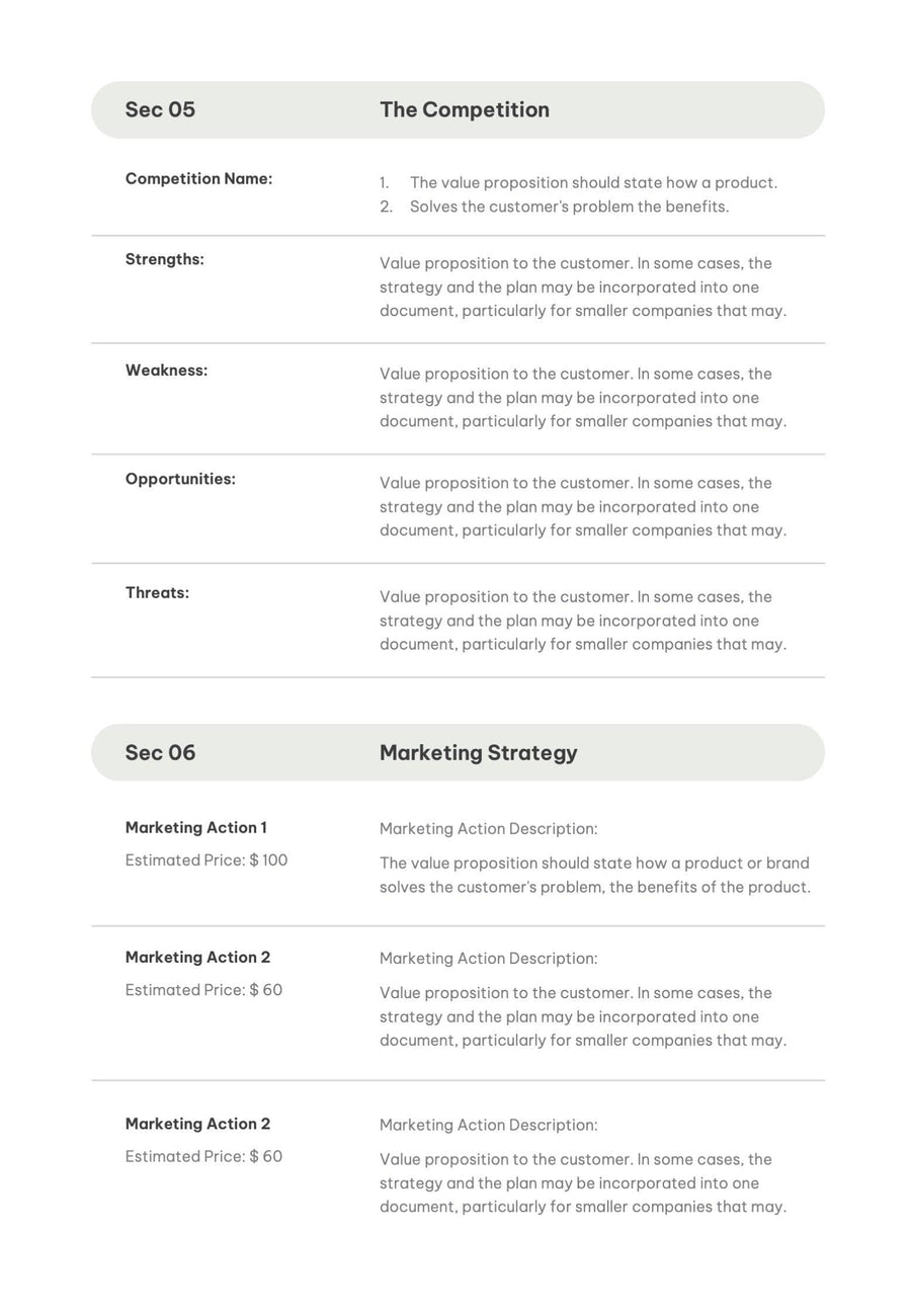 Light Gray Business Plan Template S01022301 | Infografolio