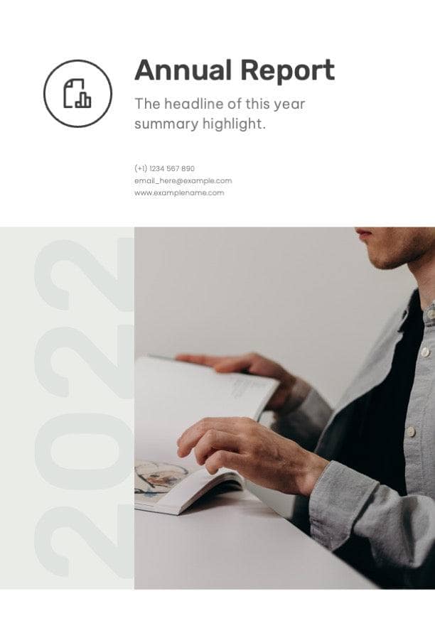 Aqua Spring Minimalist Annual Report Portrait PowerPoint Template ...