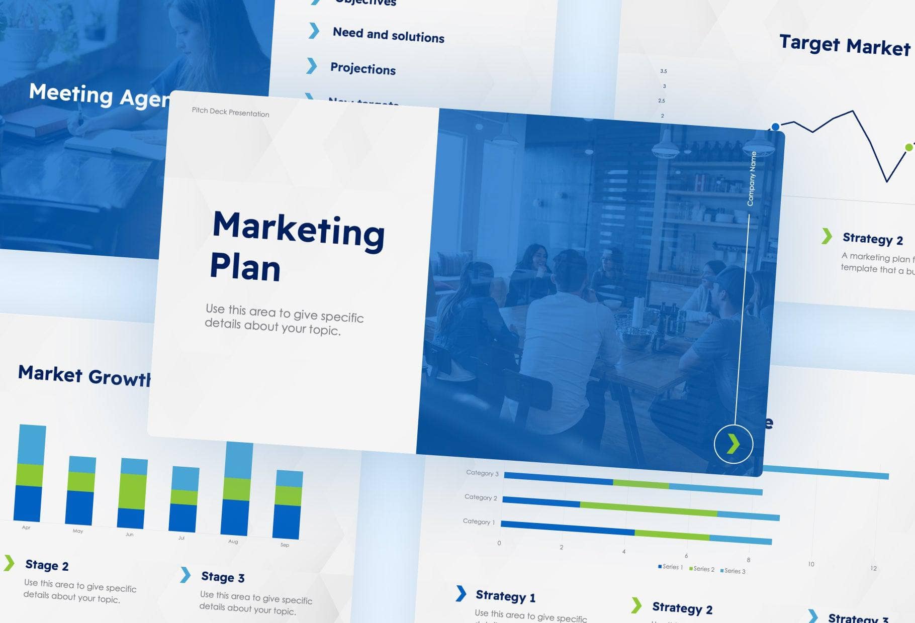Blue Light Green Clean and Professional Presentation Marketing Plan Te ...