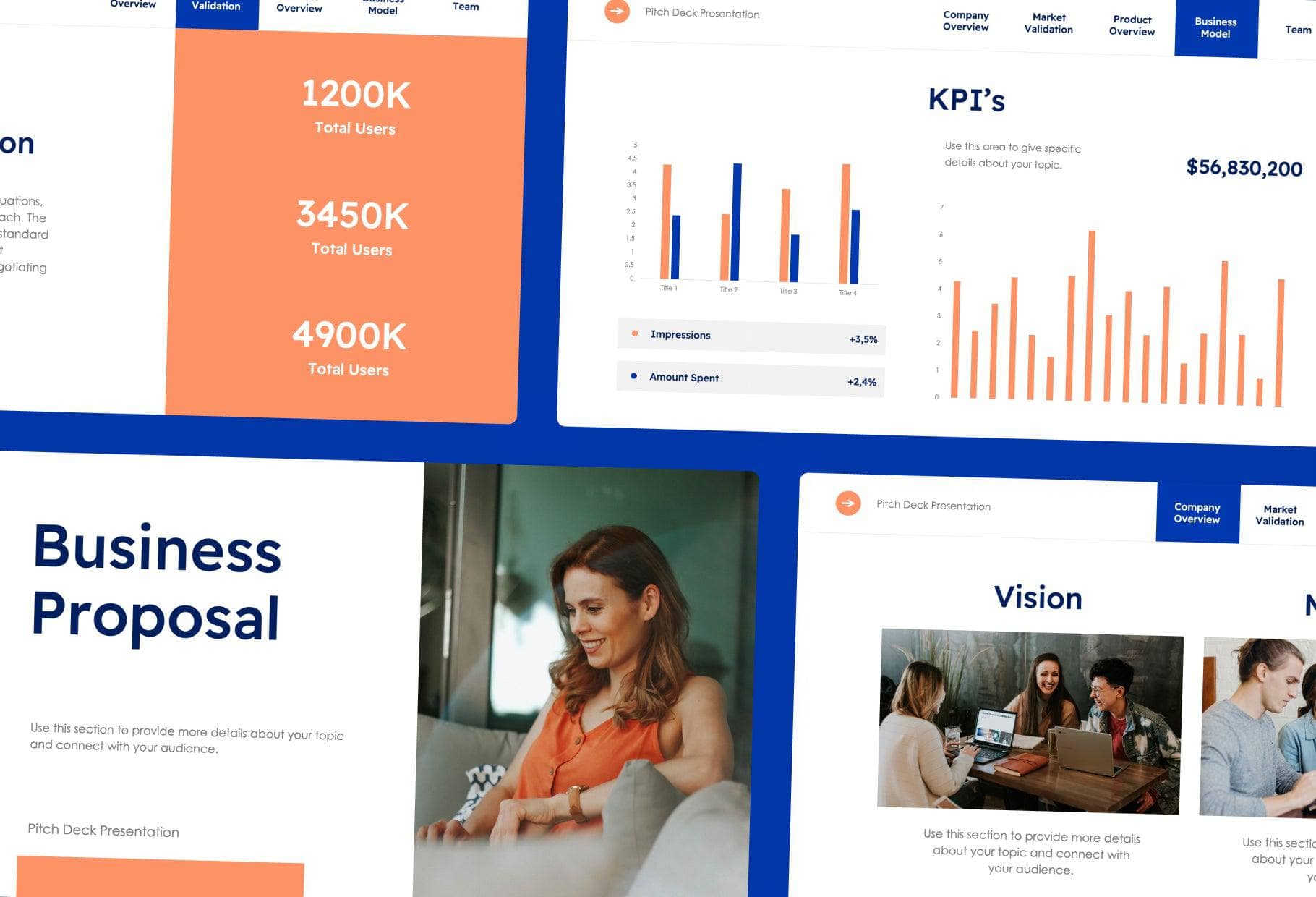 Royal Blue Light Orange Minimal and Simple Presentation Business Propo | Infografolio
