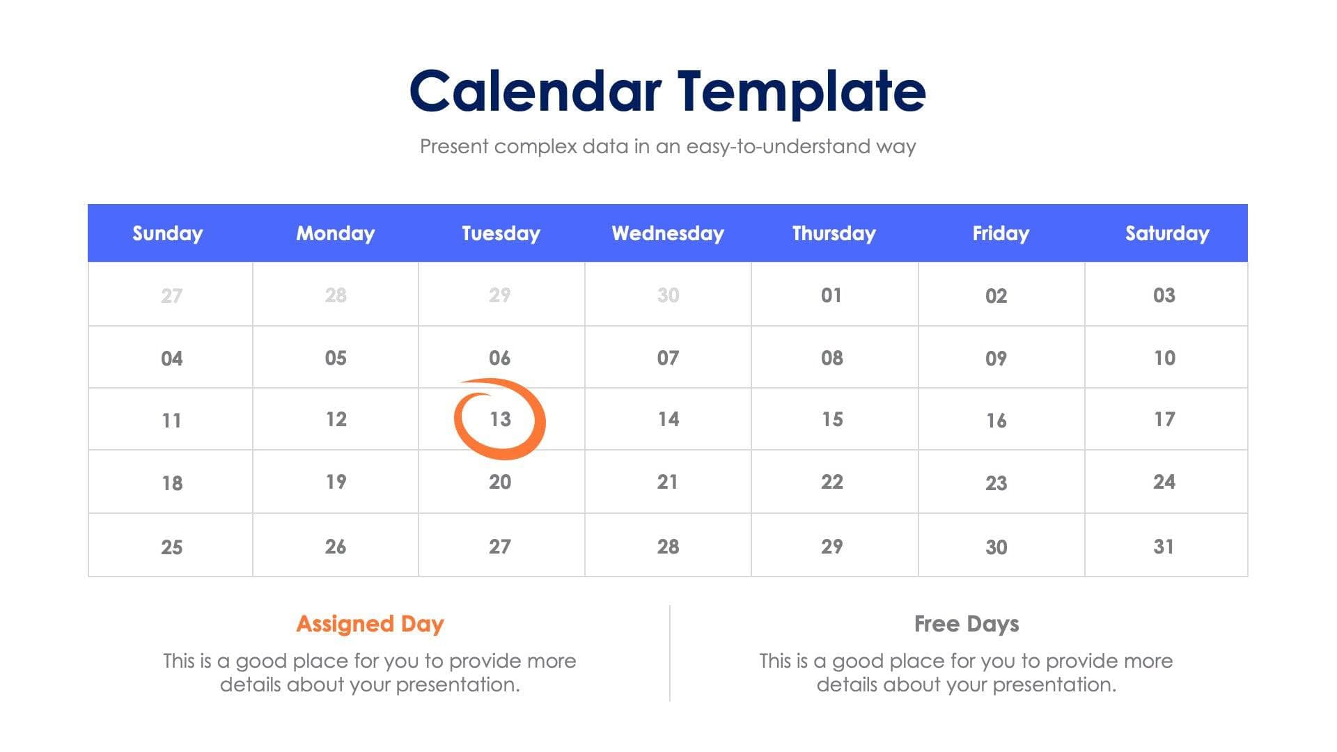 Calendar Slide Template S11012205 | Infografolio