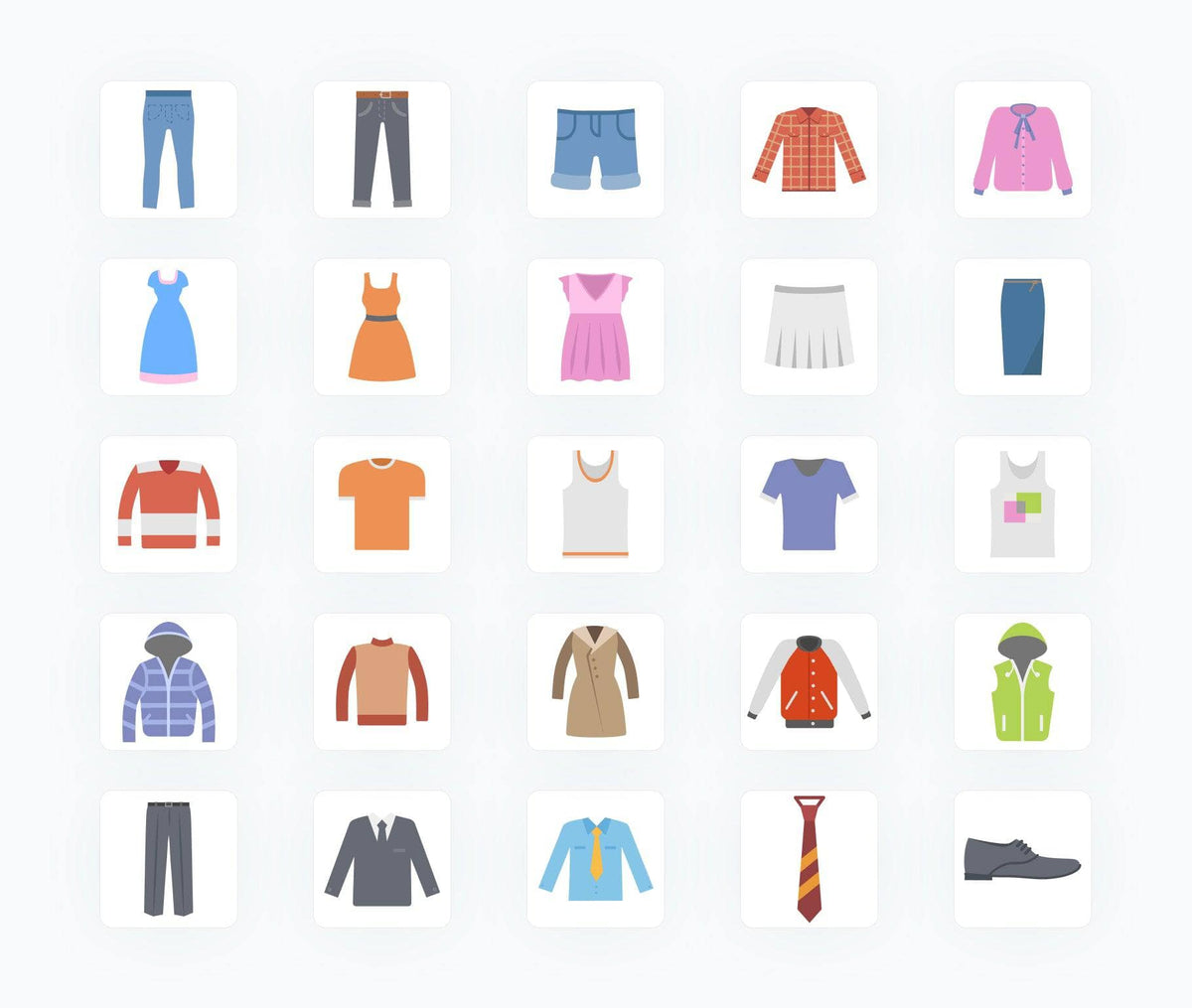 Clothe Items Flat Vector Icons S02142201 – Infografolio