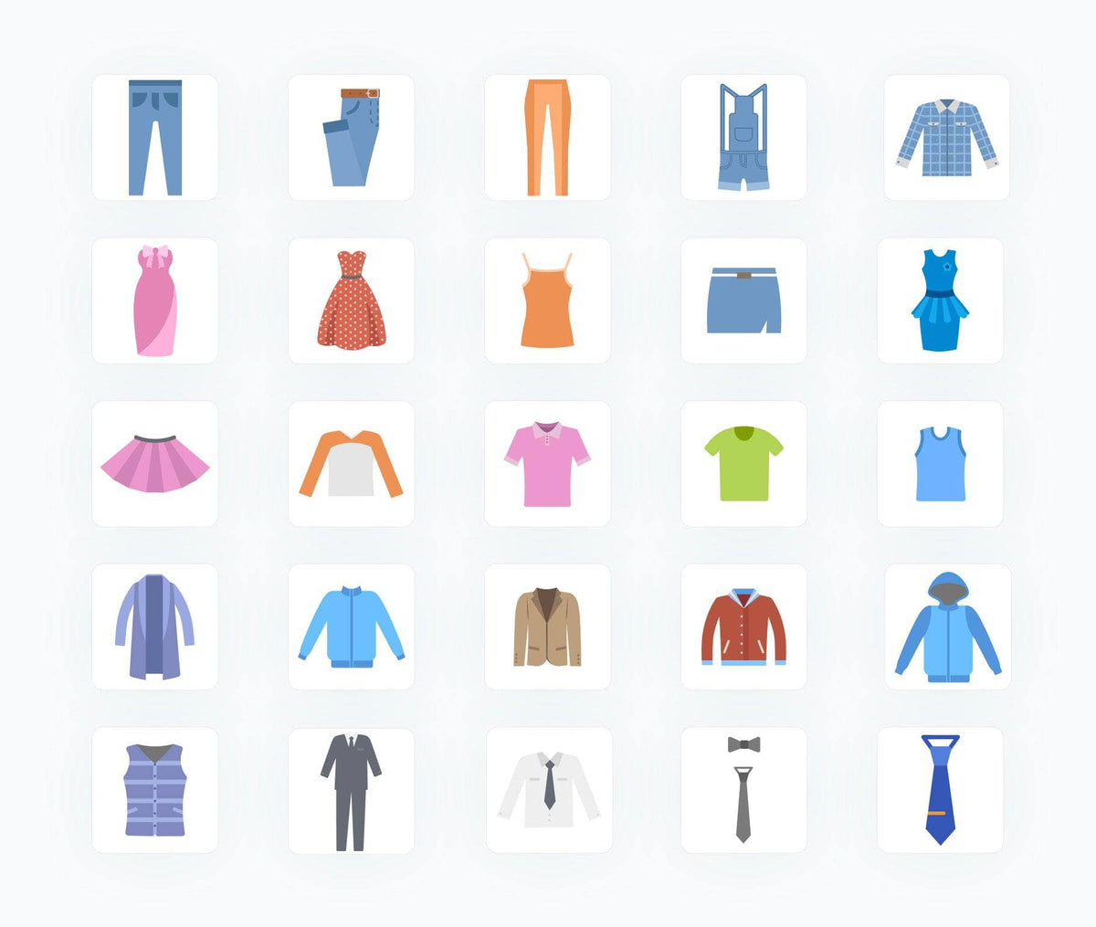 Clothe Items Flat Vector Icons S02142203 – Infografolio