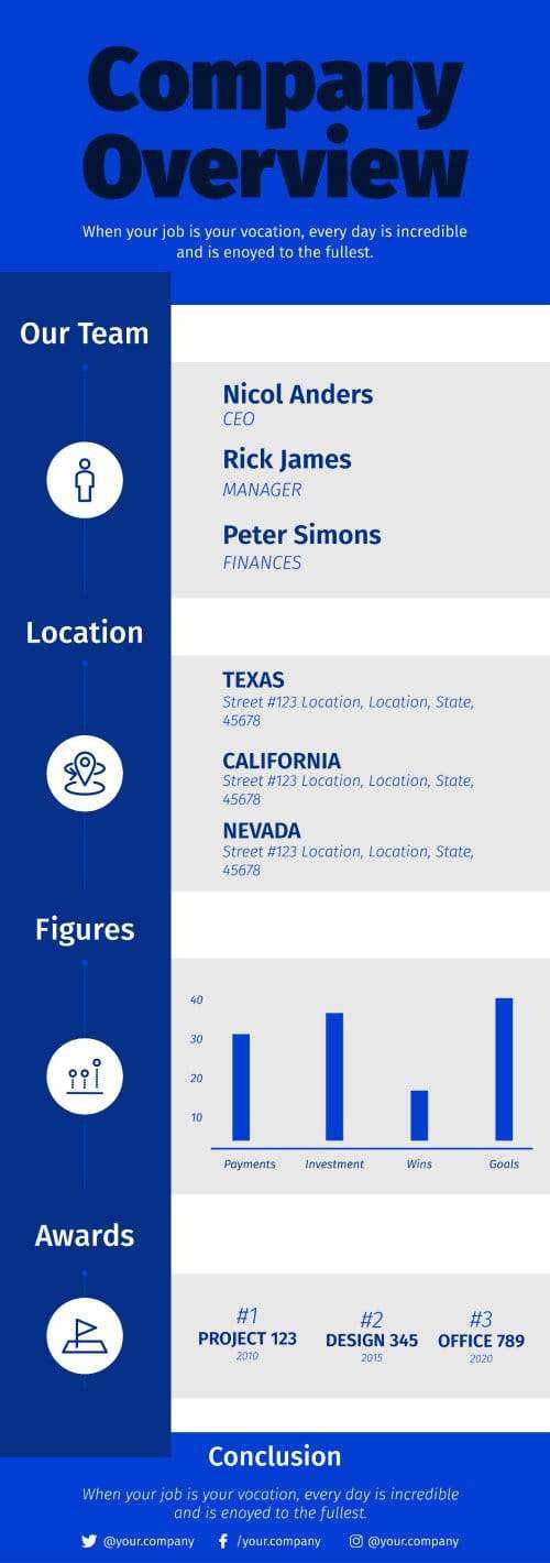 Blue Company Overview Infographic Template | Infografolio