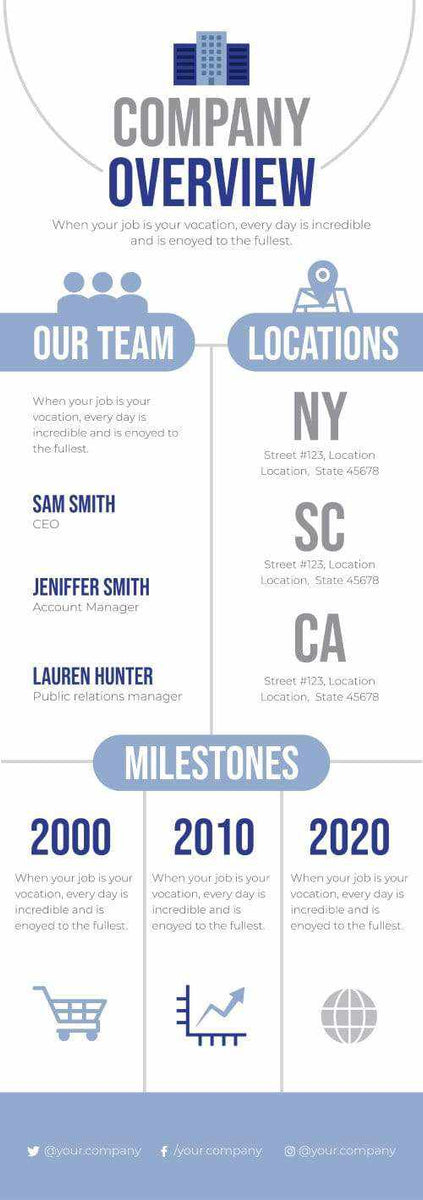 Sky Blue Company Overview Infographic Template – Infografolio