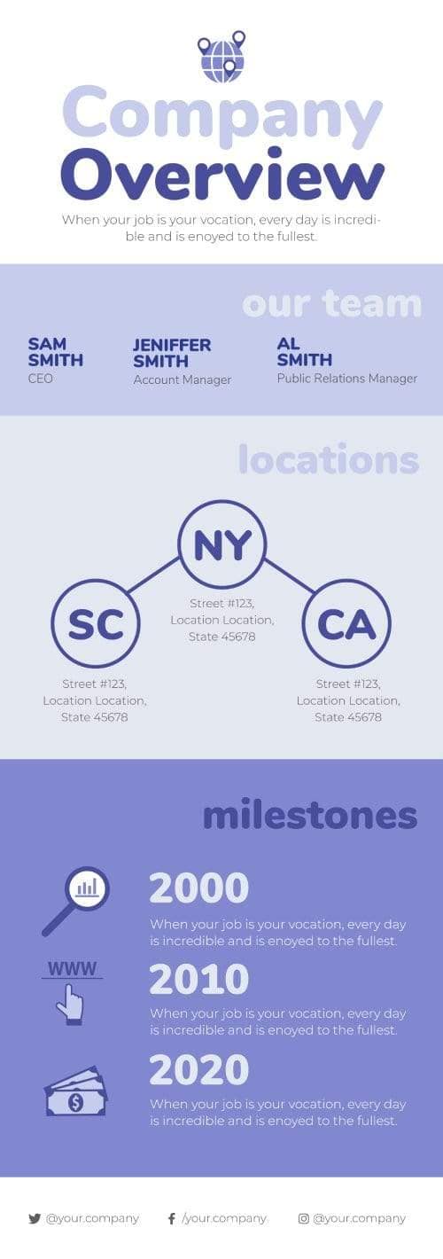 Purple Company Overview Infographic Template – Infografolio