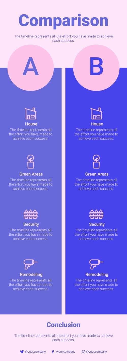 Violet and Pink Comparison Infographic Template | Infografolio