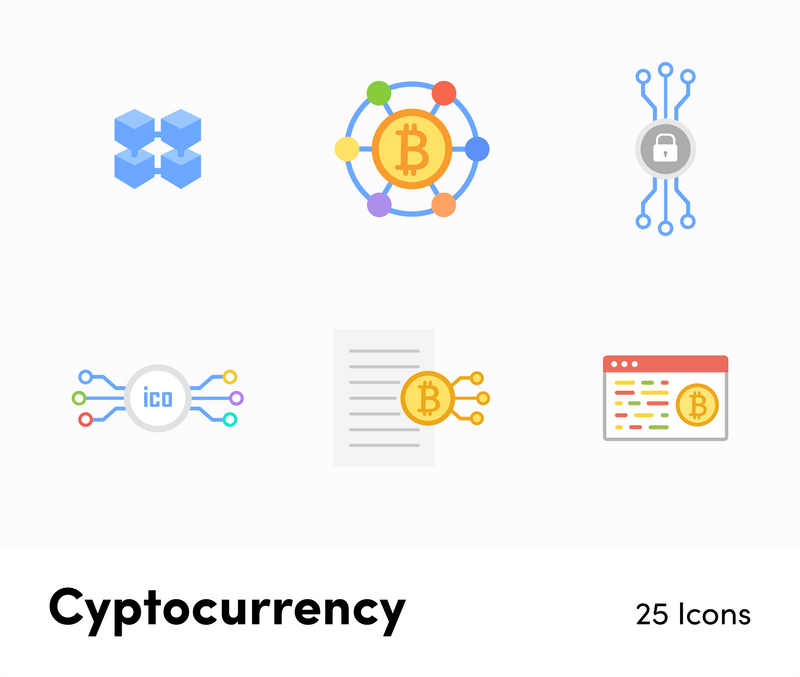 Cyptocurrency Flat Vector Icons S11262102 – Infografolio