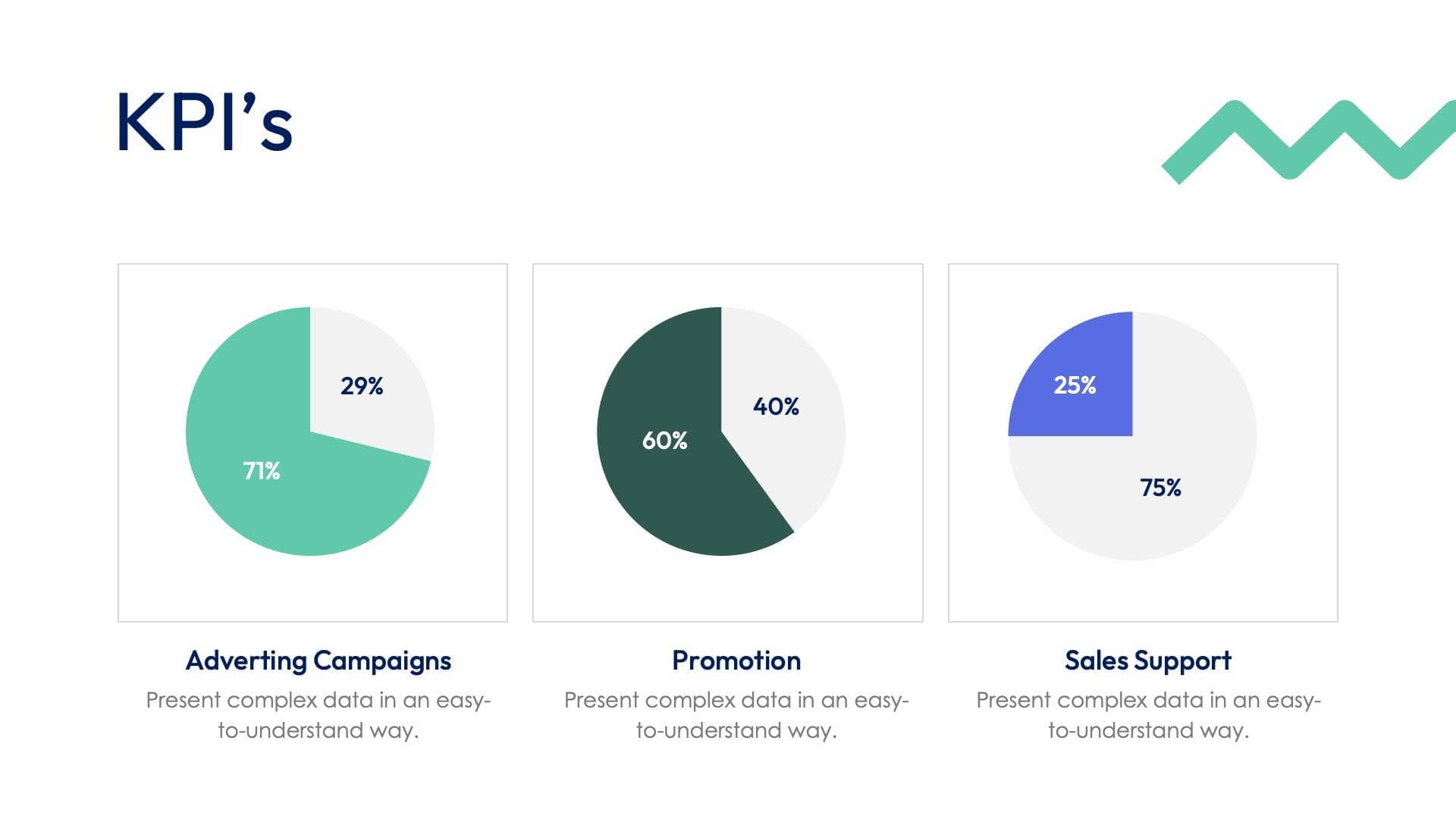 KPI Dashboard Dark Green Violet Slide Template S11012202 | Infografolio