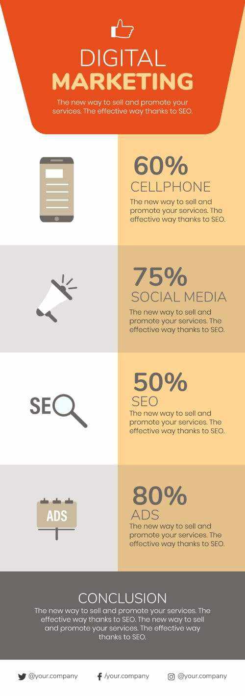 Four Sections Digital Marketing Infographic Template – Infografolio