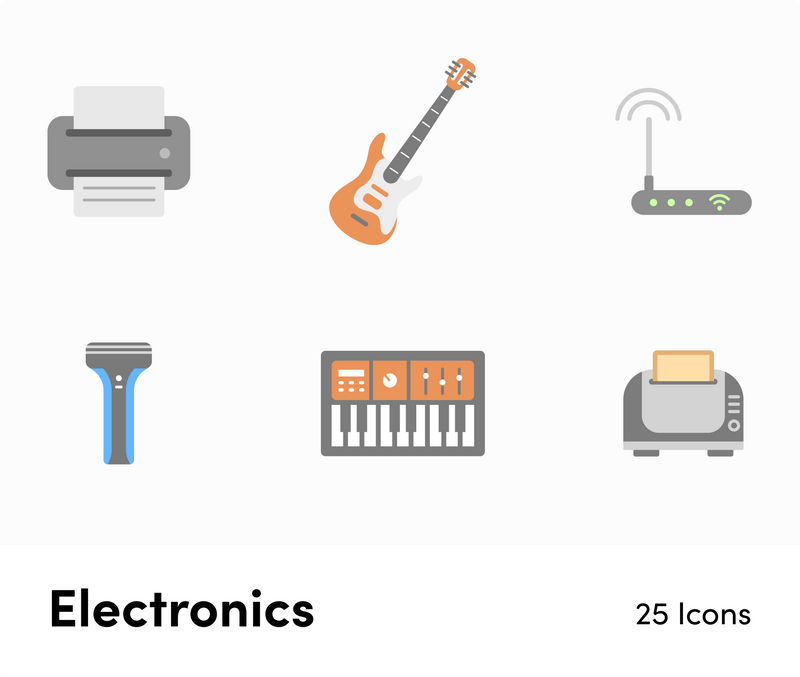 Electronics Flat Vector Icons | Infografolio