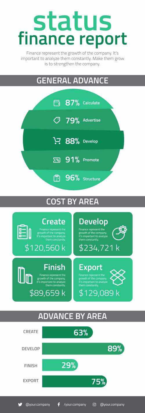 Green Status Finance Report Infographic Template | Infografolio