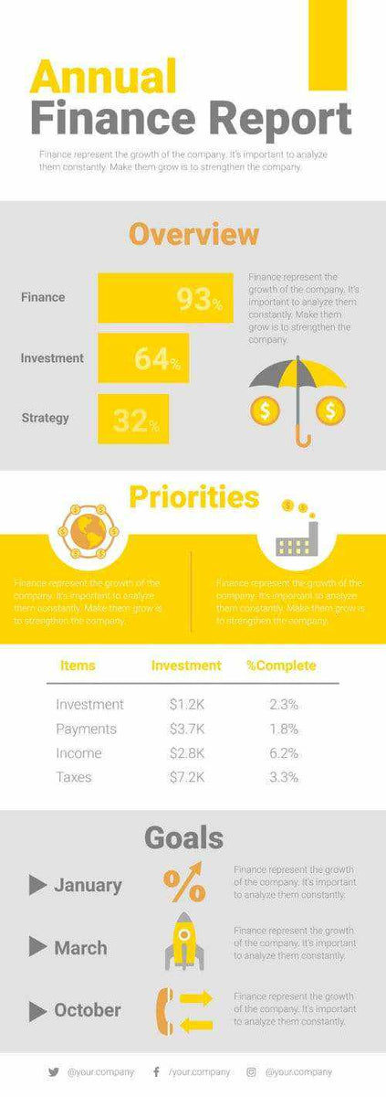Yellow Annual Finance Report Infographic Template – Infografolio