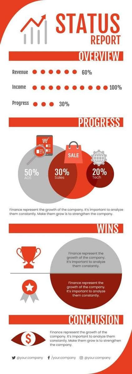 Red Status Report Infographic Template – Infografolio