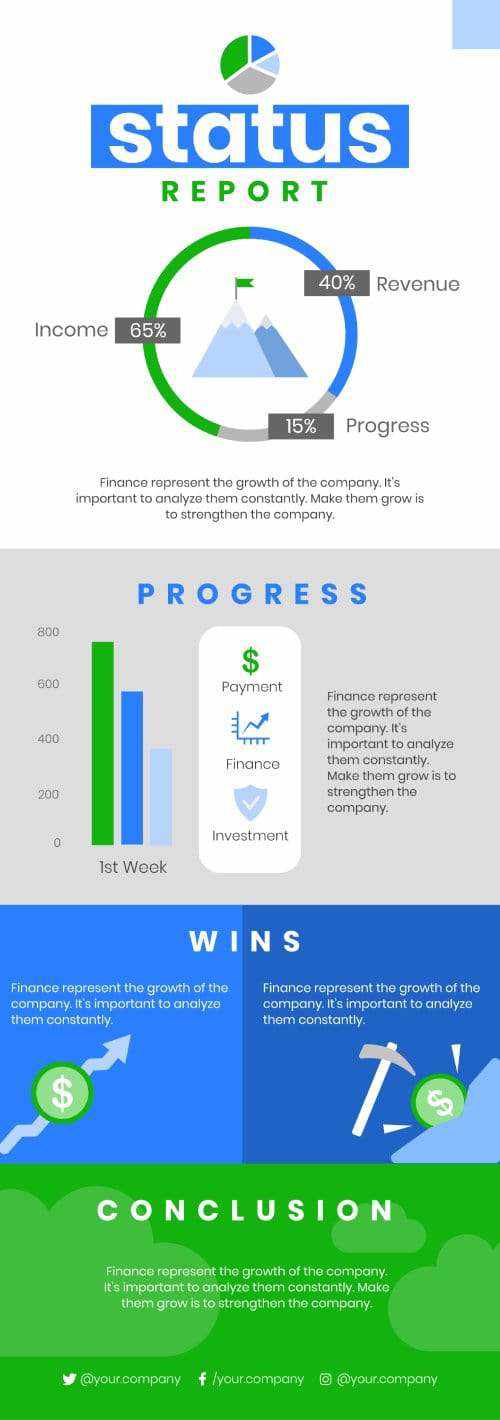 Blue and Green Status Report Finance Infographic Template – Infografolio