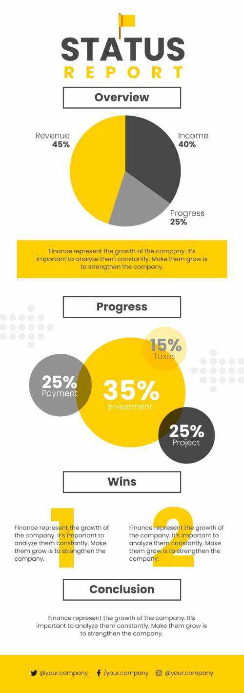 Yellow Status Report Finance Infographic Template – Infografolio