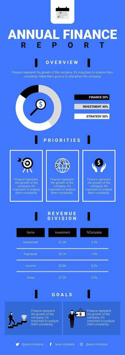 Violet Annual Finance Report Infographic Template – Infografolio