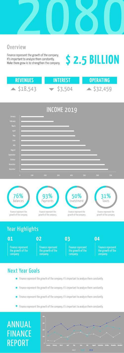 Aquamarine Report Finance Infographic Template – Infografolio