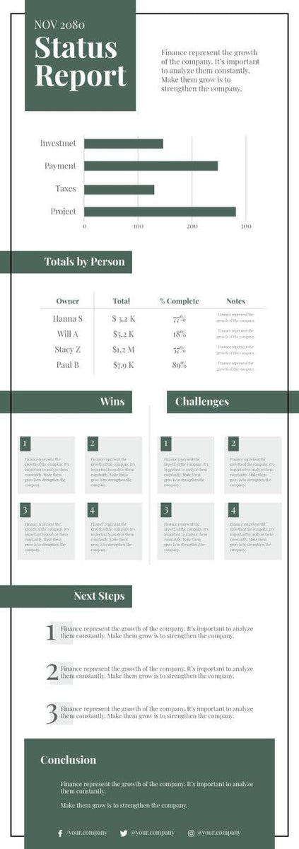 Status Report Finance Infographic Template – Infografolio