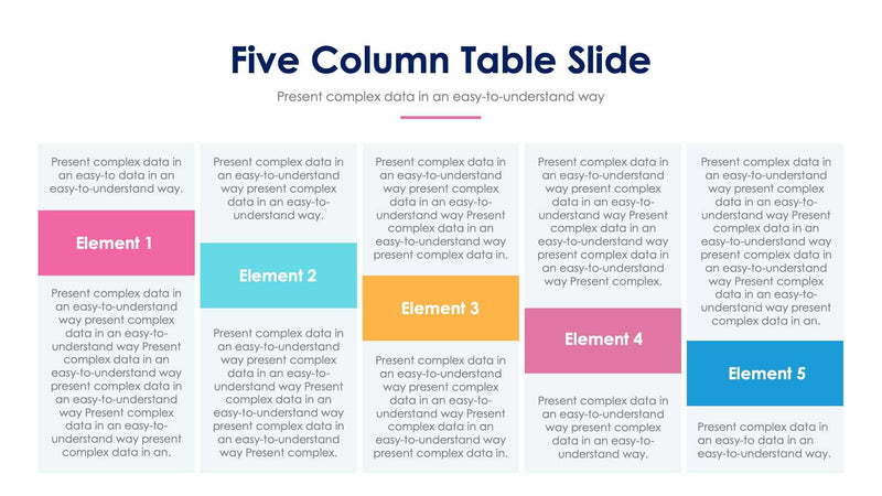 Five Column Table Slides – Infografolio