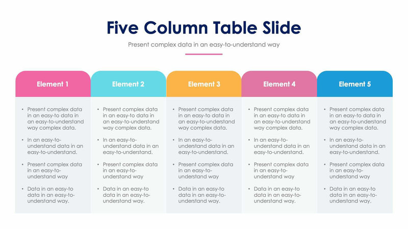 Five Column Table Slides – Infografolio