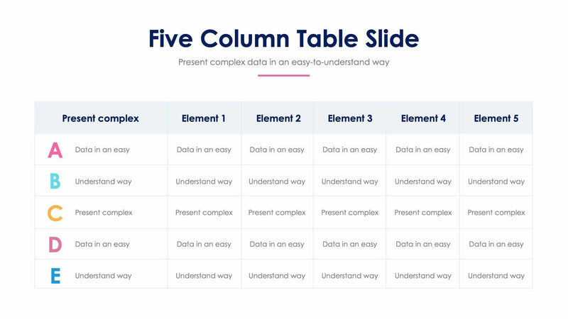Five Column Table Slides | Infografolio