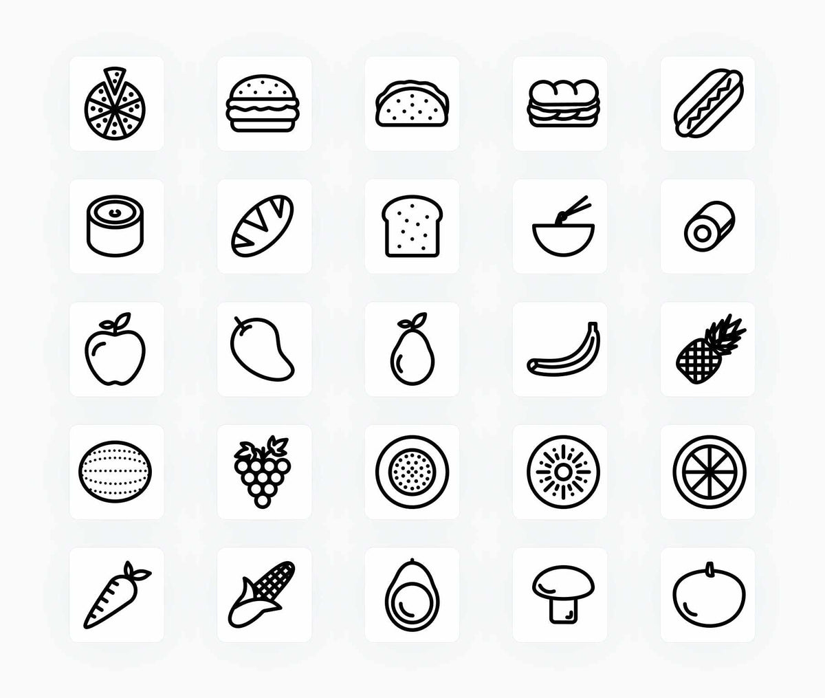 Food Outline Vector Icons S12162101 – Infografolio
