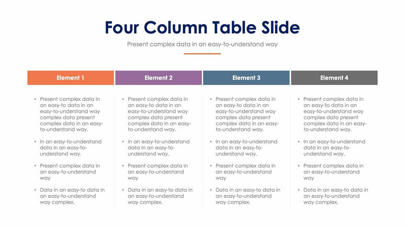 Four Column Table Slides – Infografolio