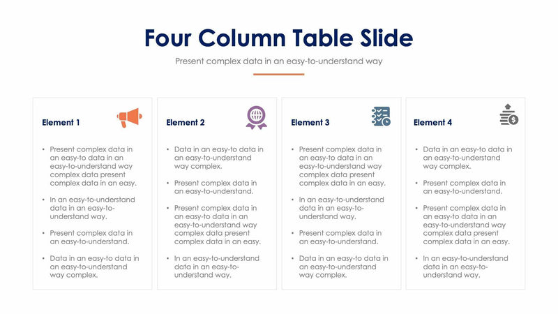 Four Column Table Slides – Infografolio