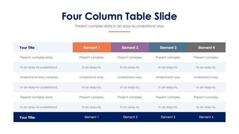 Four Column Table Slides | Infografolio
